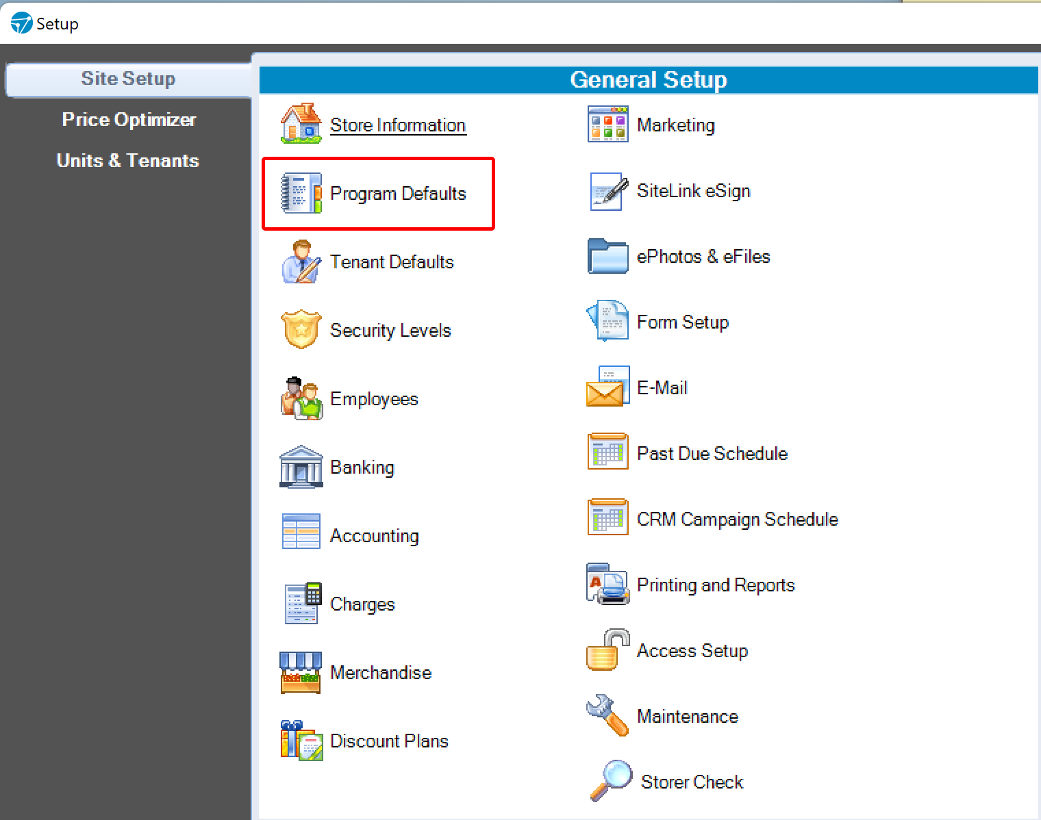Program defaults – SiteLink by Storable Help Center